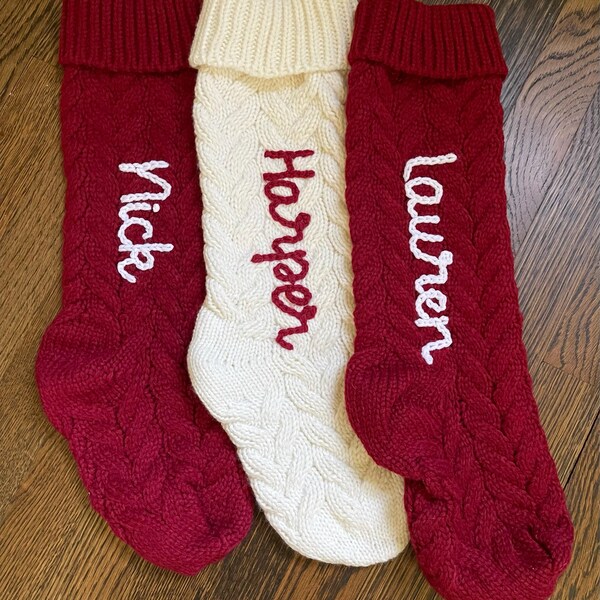 Hand Embroidered Christmas Stocking With Name, Personalized Stocking ...