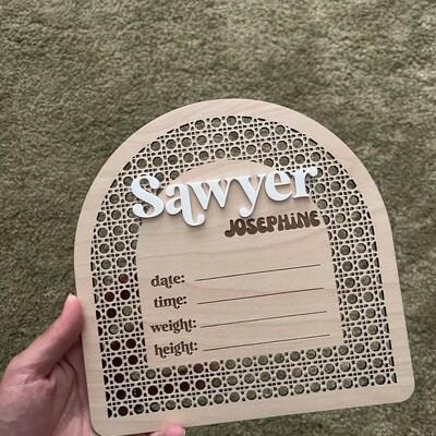 Baby Birth Announcement Sign, Boho Baby Arch Name Sign, Boho Birth ...