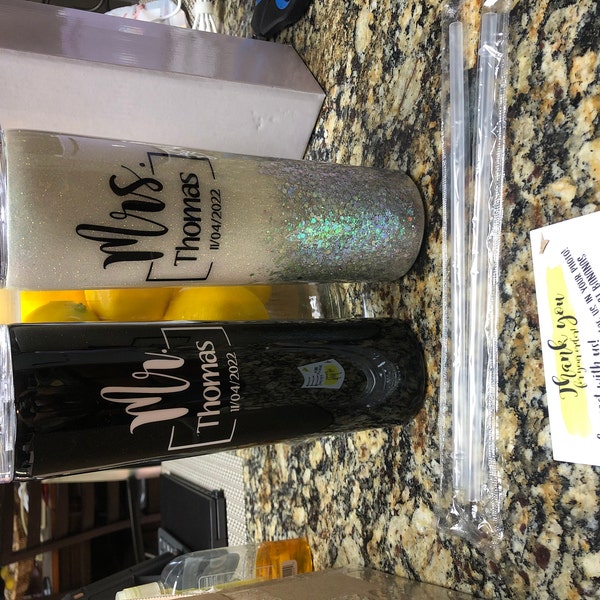 Mr and Mrs Epoxy Tumbler Set | Bridal Gifts | Newly Wed Tumblers ...