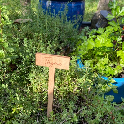 Set of Plant Markers Potted Plant Sign Herb Marker Plant Stake Wood ...