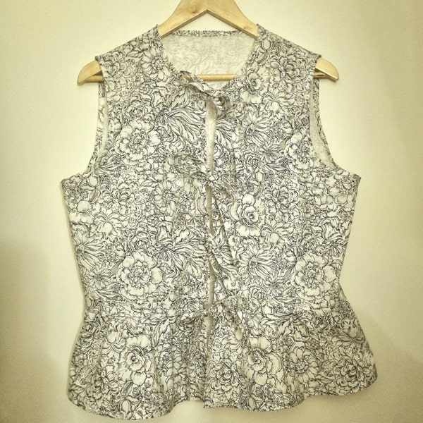 Top Sewing Pattern | Ties Front Top With Frilled Hem | Open Front Top ...