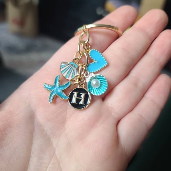 Girly Dangle Keychain Custom Initial With Flower-star-cherry-envelope ...