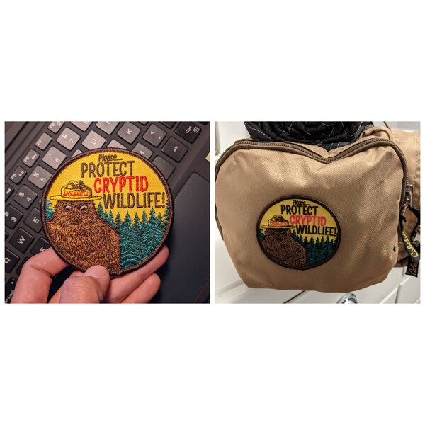 Cryptid PSA Patch - Cryptozoology Tracking Society Bigfoot Sasquatch Badge NPS Smokey the Bear ...