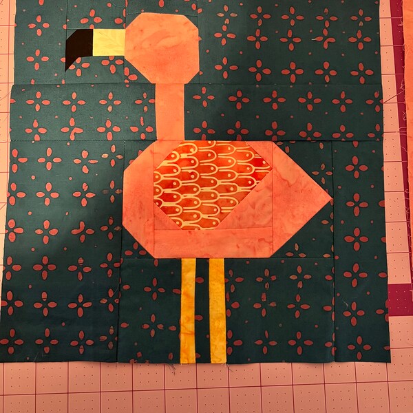 Standing Flamingo Bird Animal Summer Tropical Fun Quilt Block PDF ...