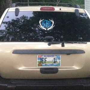 Deer Antler Monogram Car Window Decal Initials Car Window Decal - Etsy