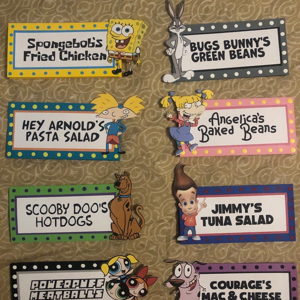 Nickelodeon Themed Food Labels/tents - Set of 8 - Etsy