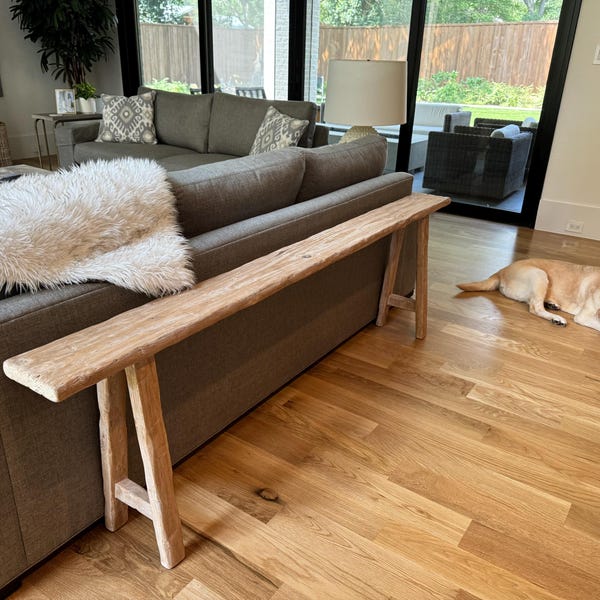 Wood Noodle Skinny Bench 4ft X 7 X 18 Weathered Blonde Driftwood Rustic ...