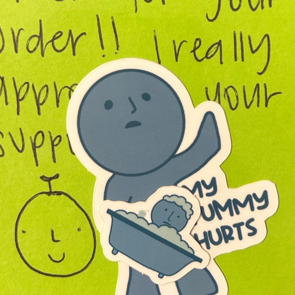 Smiski Tummy Hurt Sticker | Bathroom Series, My Tummy Hurts Sticker ...