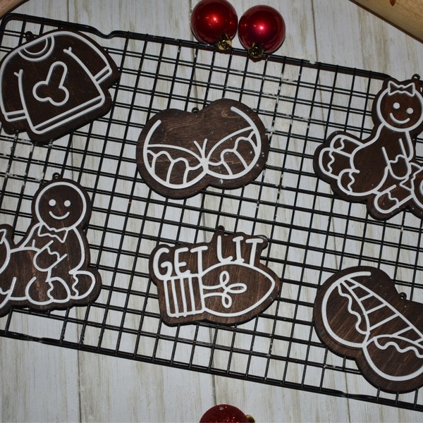 Naughty Gingerbread Christmas Ornaments Svg Laser Cut Files For