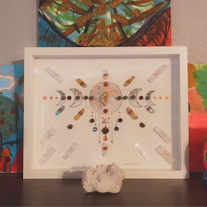 Moon Art Moon Phases Crystal Art Framed Crystal Grid | Etsy