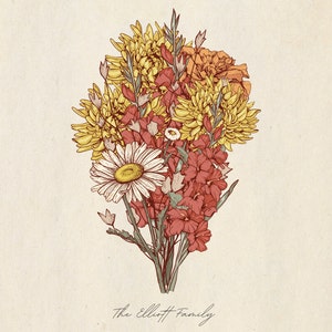 Birth Flower Family Bouquet Digital Art 8x10 Printable File - Etsy