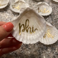 NAVY Seashells / Wedding Personalized Shells Table Name Plates Place ...