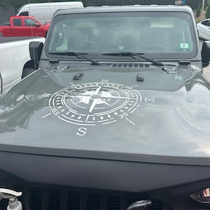 Vinyl Distressed Style Compass Hood Decal Window Decal Fits Jeep ...