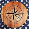 Compass Wood Lazy Susan Wooden Turntable Table Décor | Laser Engraved ...