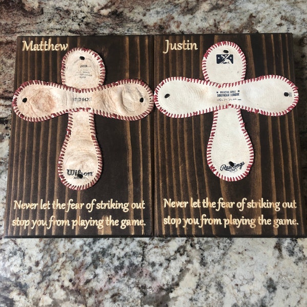 Baseball Cross Plaque With Engraving. - Etsy