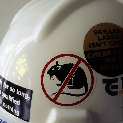 Pair Funny NO RATS Hard Hat Stickers Vinyl Safety Helmet Motorcycle ...
