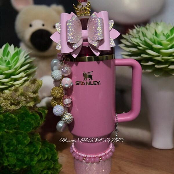 Stanley Tumbler Bow Straw Topper Pink Blue Black White Stanley Cup Bow ...