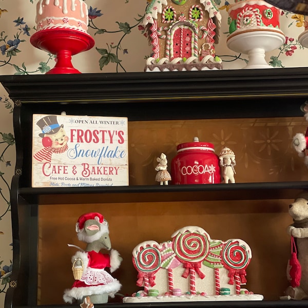 Frosty's Snowflake Cafe & Bakery, Winter, Snowman, Handcrafted Plaque ...