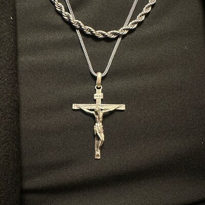 Personalized Silver Jesus Cross Necklace, Handmade Crucifixion of Jesus ...