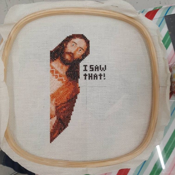 Peeking Jesus Cross Stitch Pattern Digital Snarky Funny Christ Xstitc ...