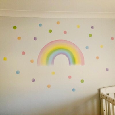 Rainbow Wall Decals, Pastel Girl Room Stickers, Rainbow and Polka Dots ...