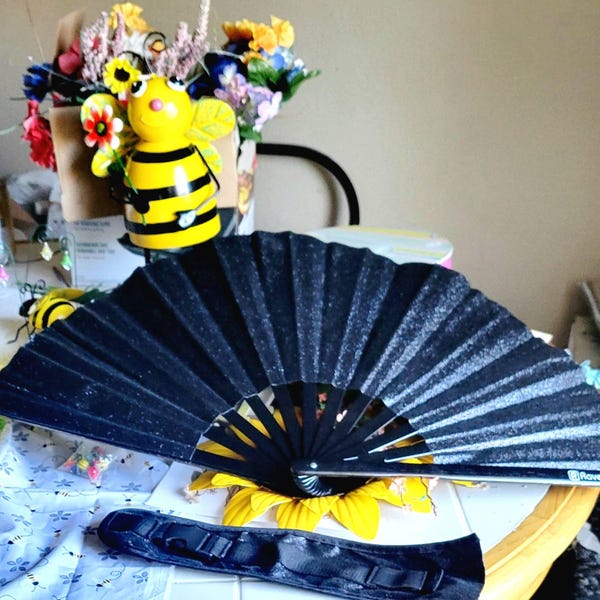 Butterfly Large Rave Festivals Loud Clack Satin Hand Held Folding Fan ...