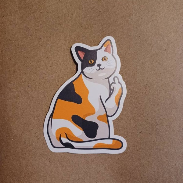 Funny Tabby Cat Flipping off Vinyl Sticker, (5 PACK) BOGO - Etsy