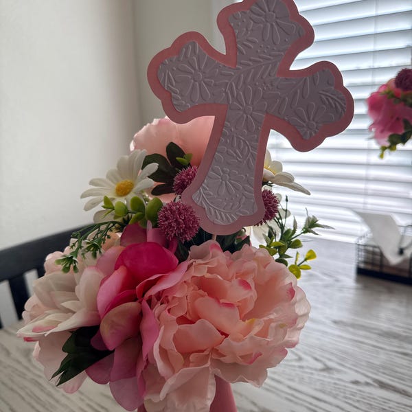 Cielito Lindo Baptism/ Cross Centerpiece Pick Topper Baby Shower ...