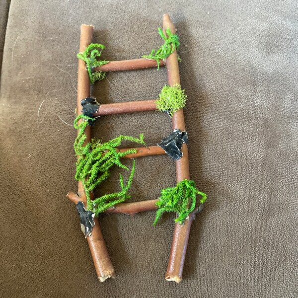 Fairy Garden Ladder, Wooden Fairy Dollhouse, Miniature Furniture ...