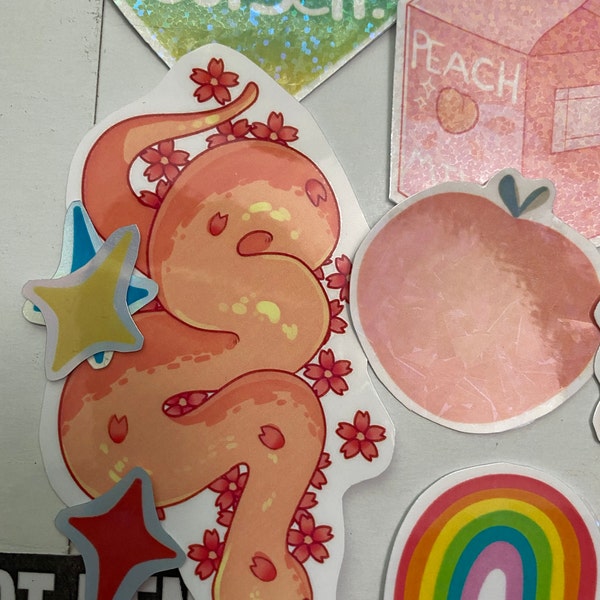 Pink Snake Cherry Blossom Sticker / Vinyl Sticker / Snake / Snake ...