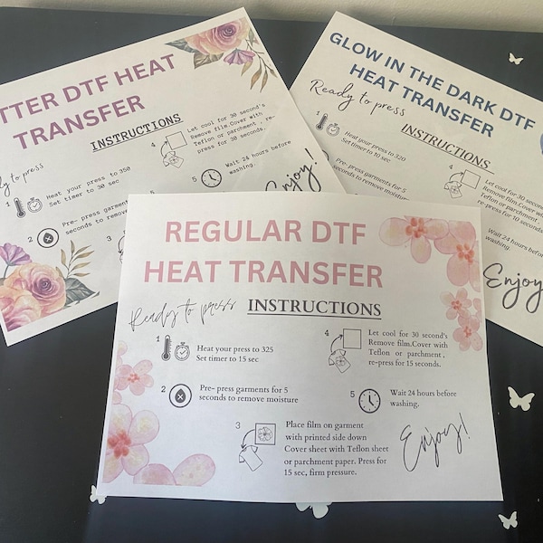Editable Dtf Transfer Instruction Card, Canva Template,direct to ...