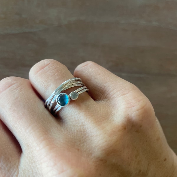 Interlocking Ring Made of 4 Tiny Bands, Sterling Silver, 9k Gold - Etsy