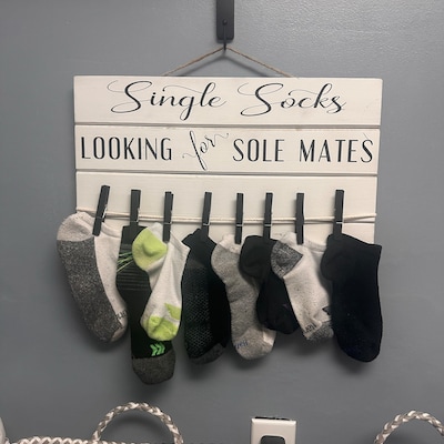 Single Socks Looking for Sole Mates Laundry Decor / Sock Hanger / Sock ...