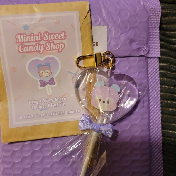 OT7 Minini Character Glitter Lollipop Keychain | Cute KPOP Character ...