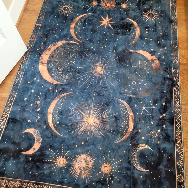 Night Sky Rug, Moon and Stars Pattern Rug, Stars Pattern Rug, Stars Rug ...