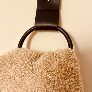 Small Wide Round End Black Towel Ring Modern Hand Towel Hook Wall ...