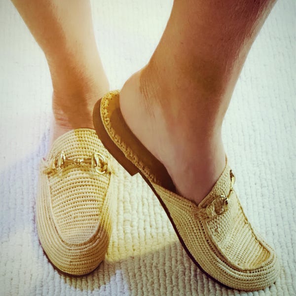 Moroccan Raffia, Woven Raffia Slippers, Raffia Slides, Raffia Slippers ...