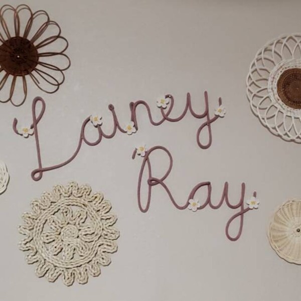 Personalized Floral Knit Name Sign - Custom Nursery Sign - Wire Name ...