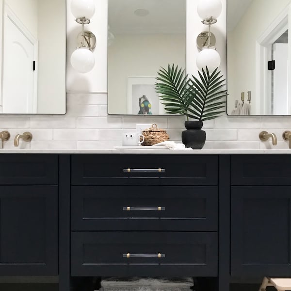 Globe Light - Mid Century Lighting - Vanity Light - Black Vanity - Opal ...