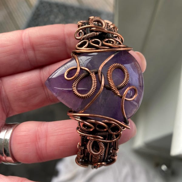 Copper Wire Wrapped Cuff Men Bracelet Wire Wrap Bangle Unisex Bracelet ...