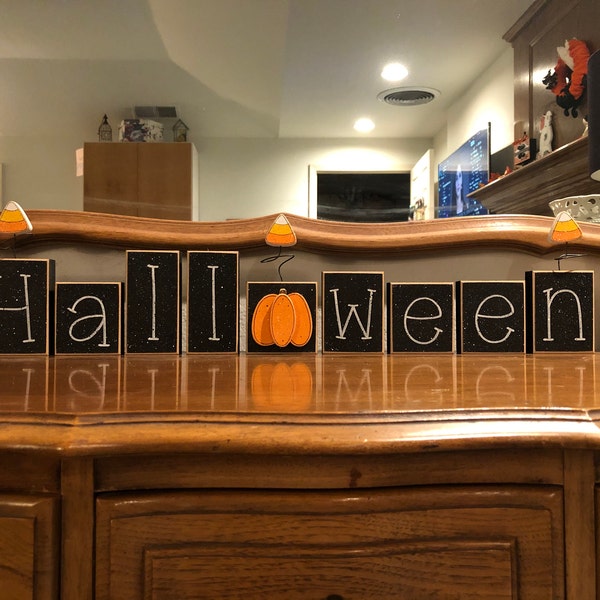 HALLOWEEN BLOCKS for Shelf, Gift, Mantle, Desk, October and Home Decor ...