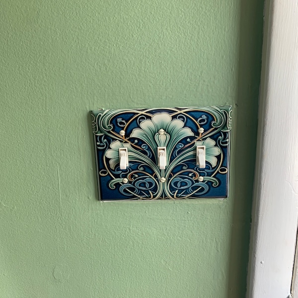 Vintage Art Nouveau Design Metal Light Switch Plate Covers and Outlet ...