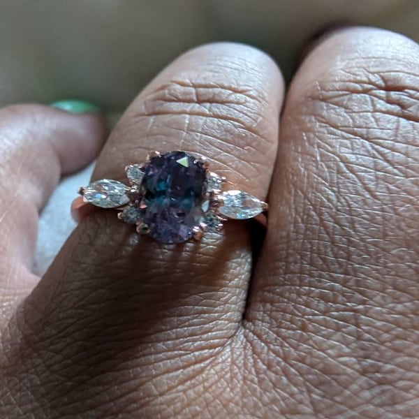 Alexandrite Ring, June Birthstone, Alexandrite Jewelry, Oval Cut ...