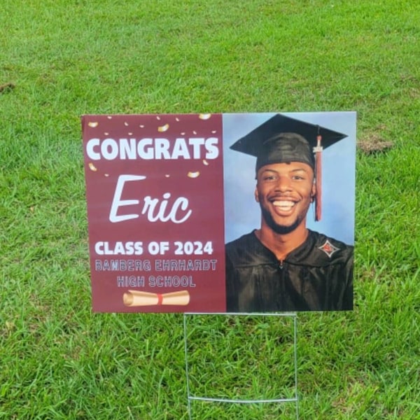 Graduation Yard Sign With H-stake, Personalized Outdoor High School ...