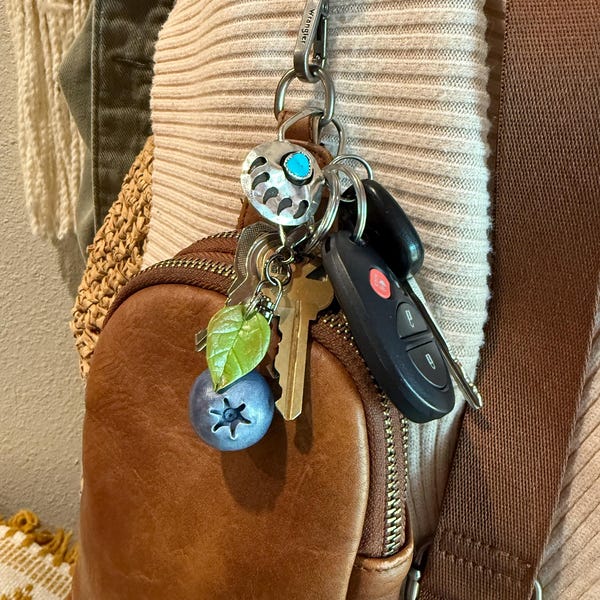 Handmade Big Blueberry Keychain, Blueberry Bag Charm, Berry Purse Charm ...