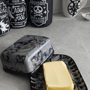 Skull Plate Set Matte Black Square Gothic Lunch Alternative - Etsy