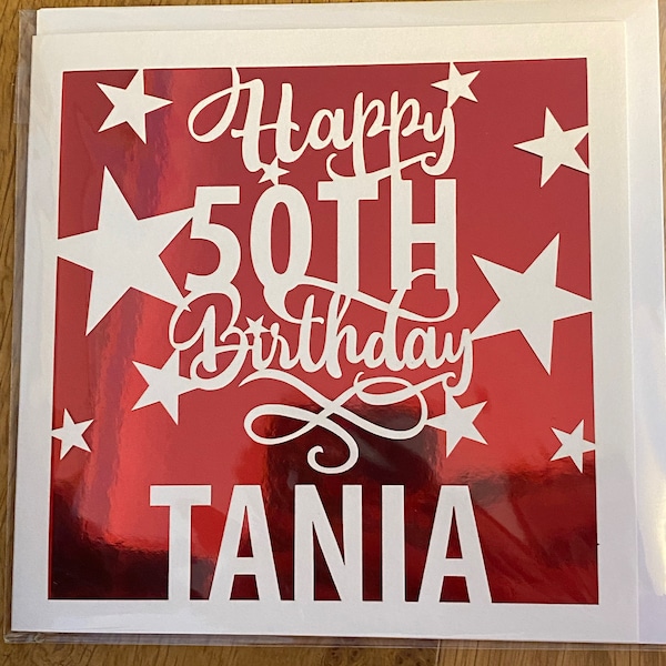 Personalised 50th Birthday Card for Women Custom 50th Birthday Card for ...