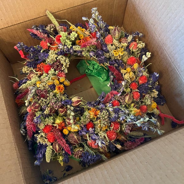Biodegradable Wreath, Organically Grown Dried Flowers, Eco Friendly ...