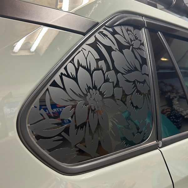 Fits 2019-2025 Toyota RAV4 Rear Side Window Floral Flowers Decal ...