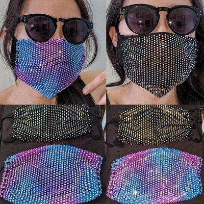 Crystal Face Mask Rhinestone Face Mask Bling Face Mask Crystal Mesh ...